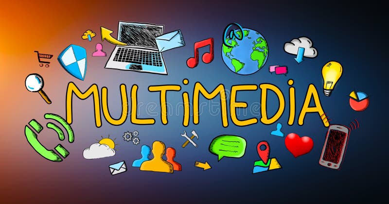 Multimedia illustration stock vector. Illustration of door - 51529585