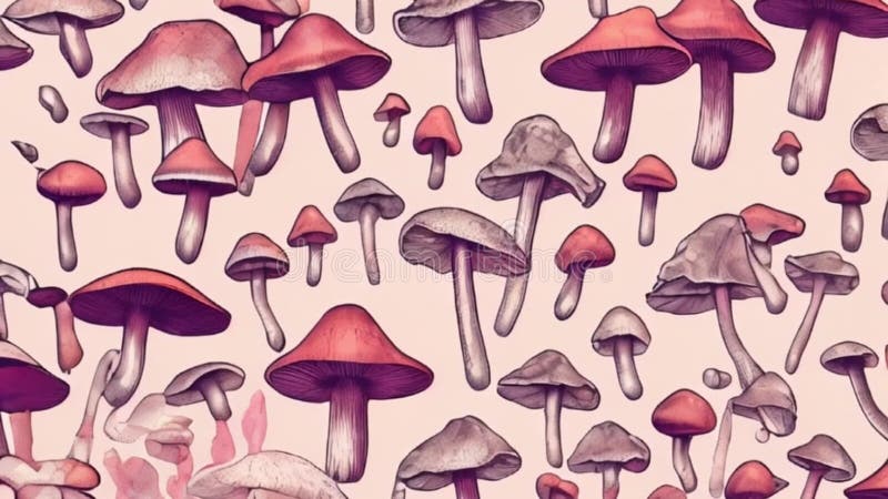 Hand Drawn Mushrooms Glitch Effect, Motion Stock Video - Video of ...