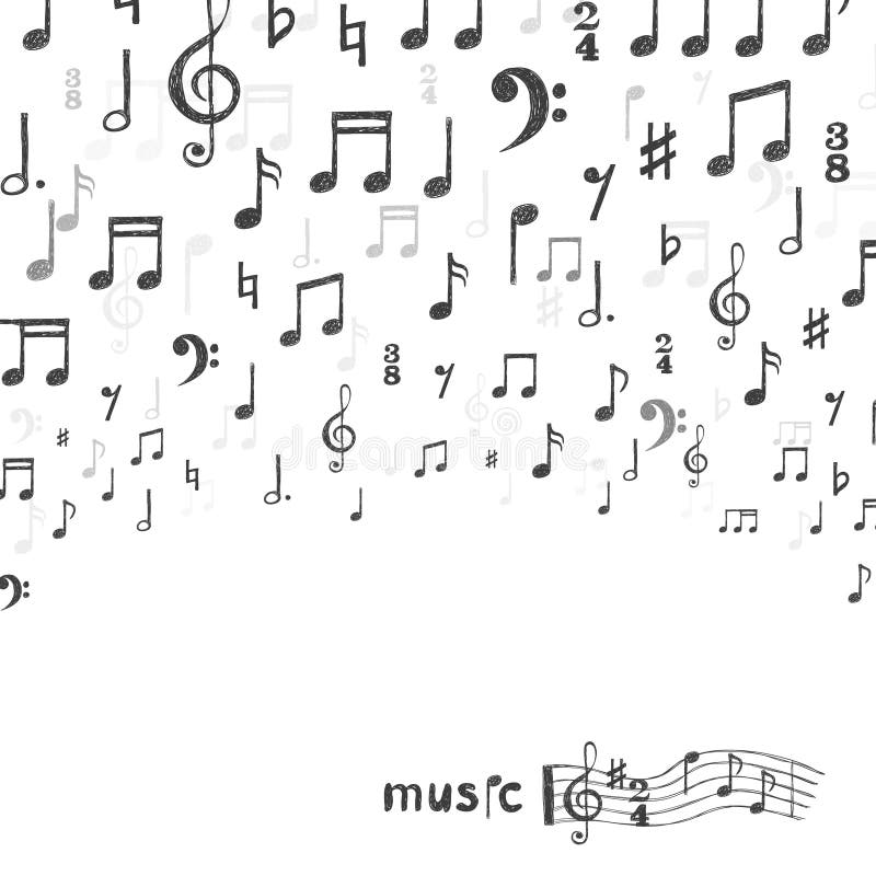 Music Note Seamless Pattern Vector Illustration. Hand Drawn Sketched ...