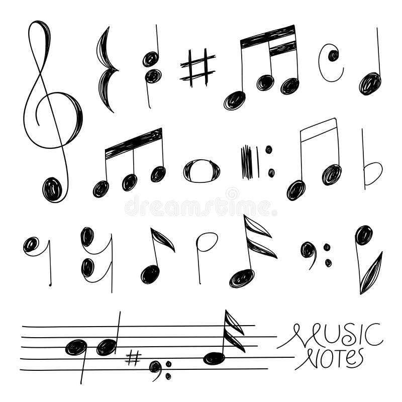 Hand Drawn Music notes stock vector. Illustration of entertainment ...