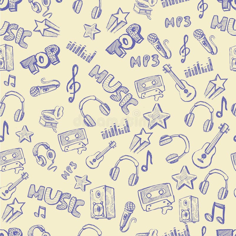 Set of Music Hand-drawn Icons Stock Vector - Illustration of note, draw ...