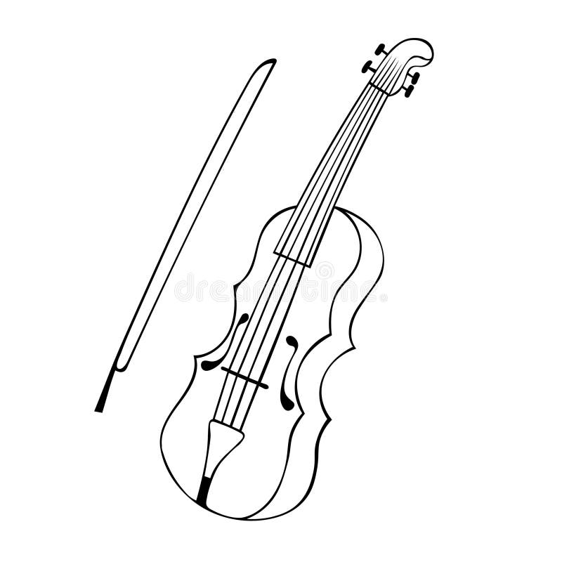 Hand Drawn Musical Instruments. Beautiful Violin in Doodle Style ...