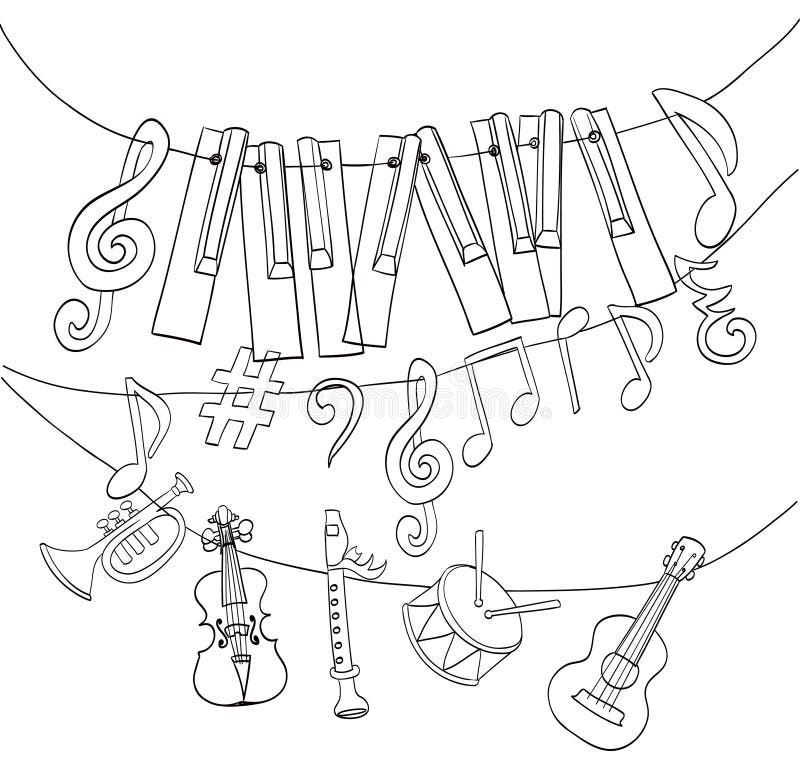 Hand Drawn Musical Instruments Stock Vector - Illustration of notes ...