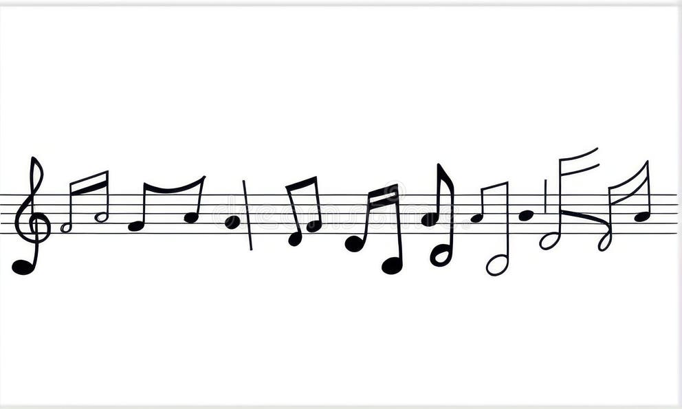 Hand Drawn Musical Notation on White Background Stock Illustration ...