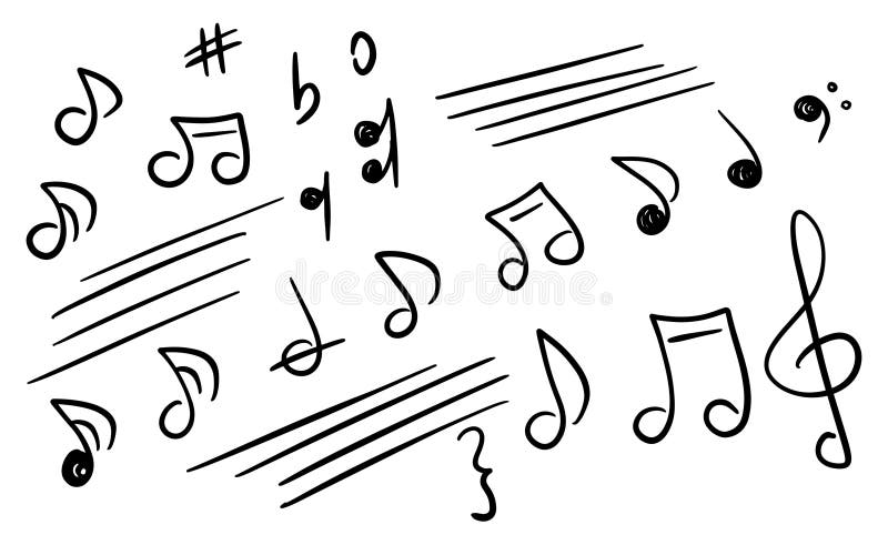 Hand-drawn Musical Notes and Symbols Illustration Stock Illustration ...