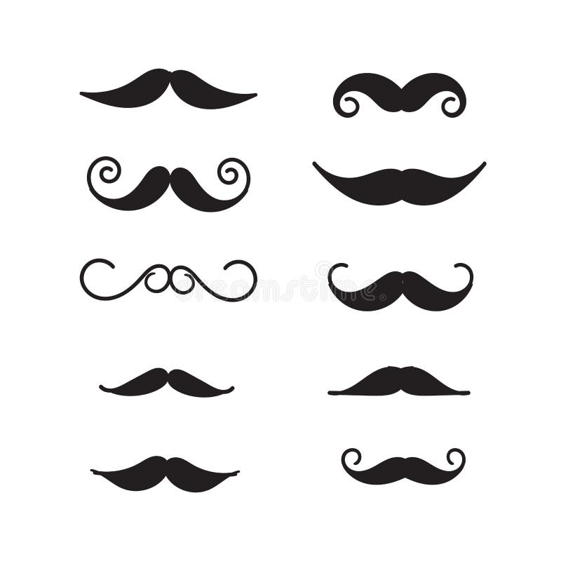 Hand Drawn Mustache Icon Illustration Doodle Style Vector Stock Vector ...