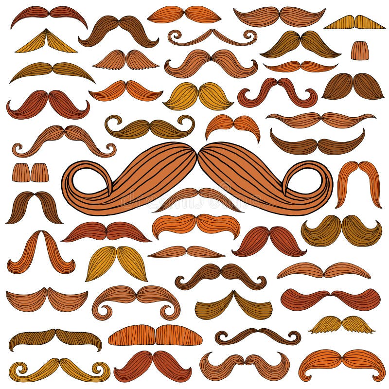 Hand drawn mustache set 2 stock vector. Illustration of mask - 31718748