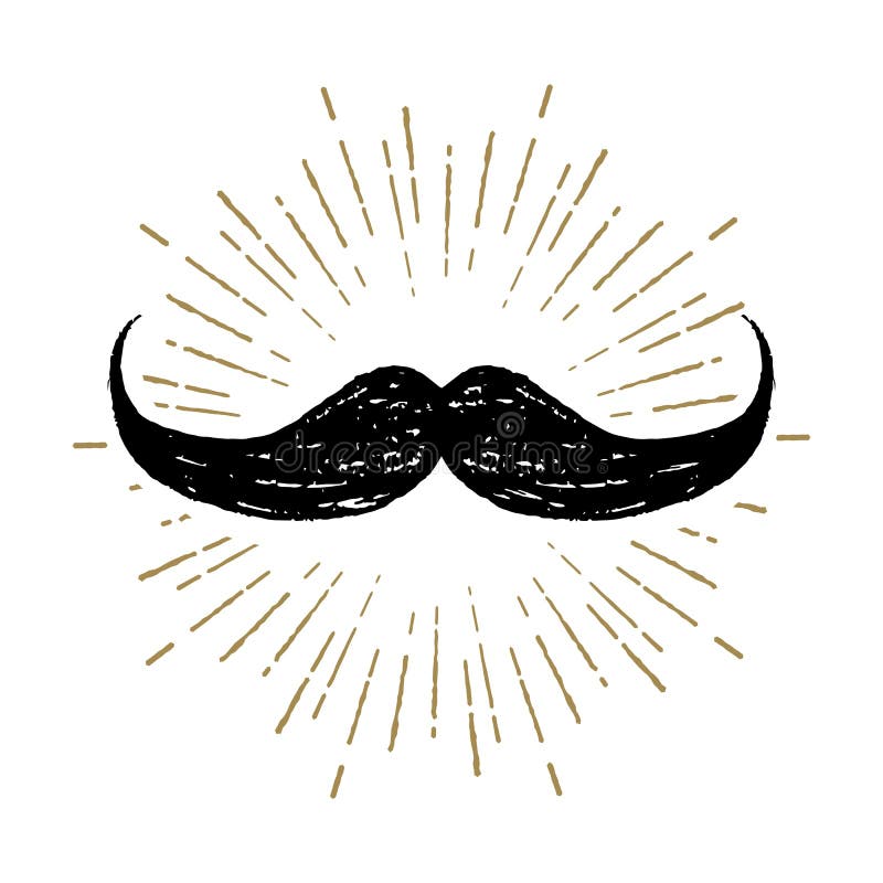 Hand Drawn Mustache Vector Illustration. Stock Vector - Illustration of ...