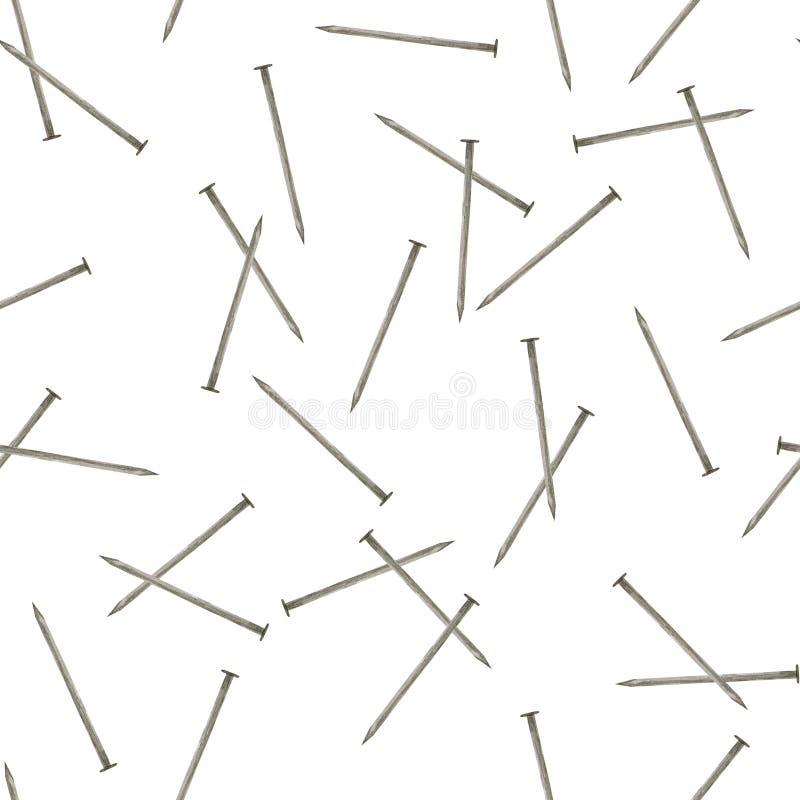 Hand Drawn Nails Screw-bolt Seamless Pattern of Fasteners. Stock Image ...