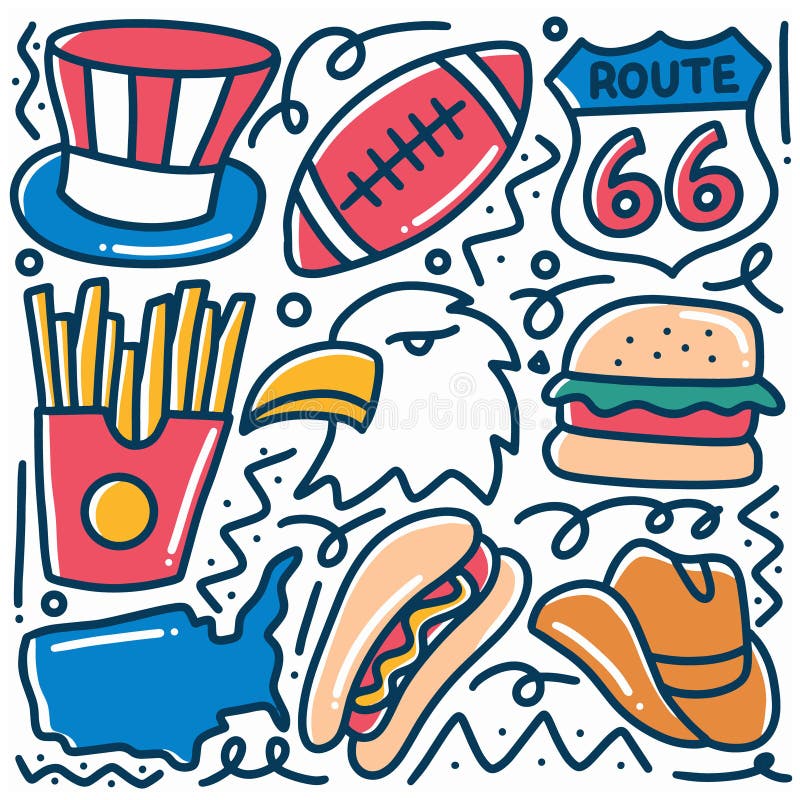 Hand Drawn National Day Doodle Set Stock Vector - Illustration of ...