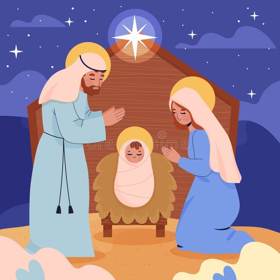 Hand Drawn Nativity Scene Vector Design Illustration Stock Vector ...