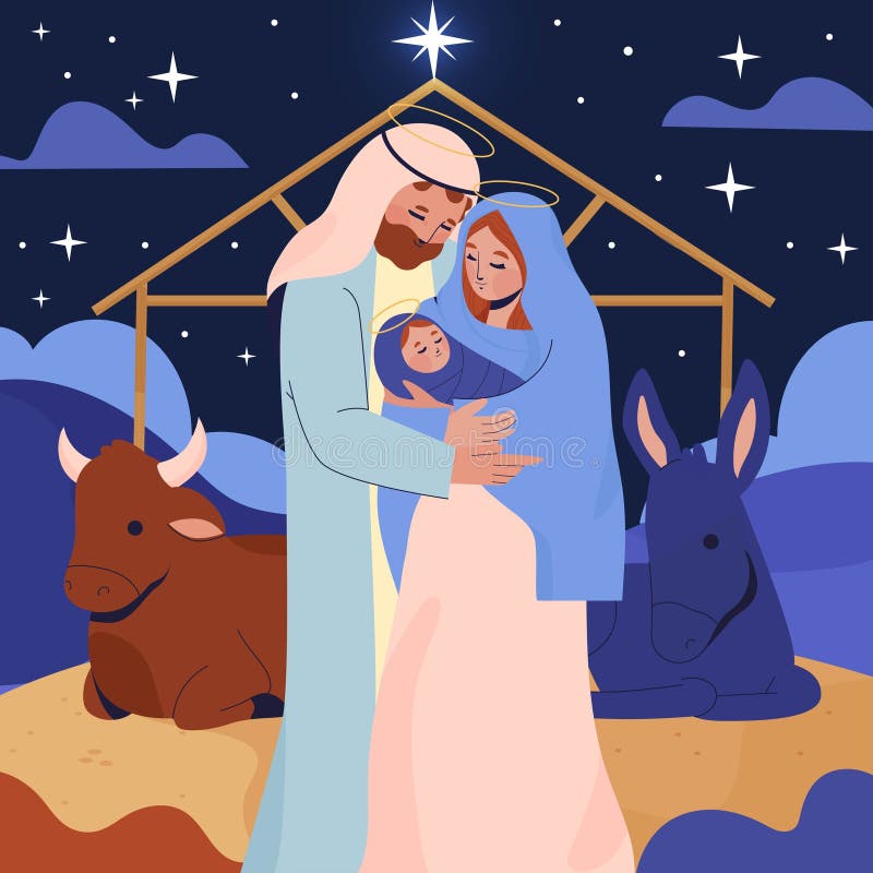 Hand Drawn Nativity Scene Vector Design Illustration Stock Vector ...