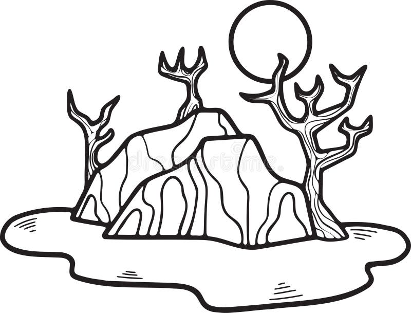 Hand Drawn Natural Island in Flat Style Stock Vector - Illustration of ...