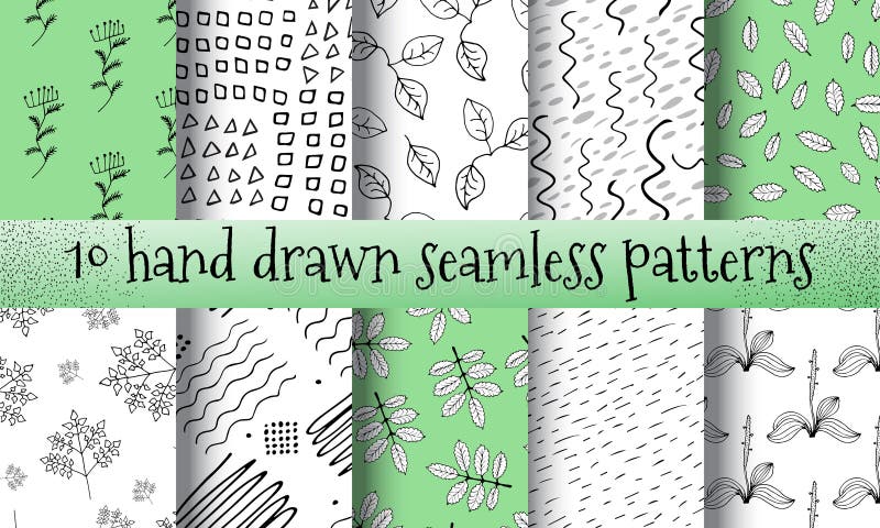 Hand Drawn Nature Pattern stock vector. Illustration of organic - 93746615