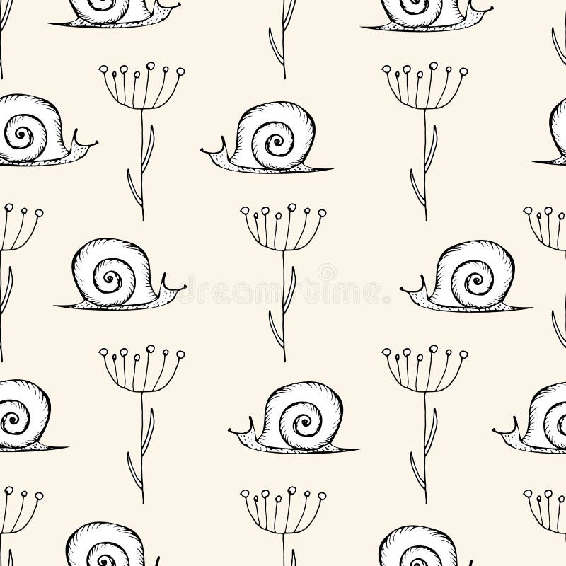 Hand Drawn Nature Pattern stock vector. Illustration of beautiful ...
