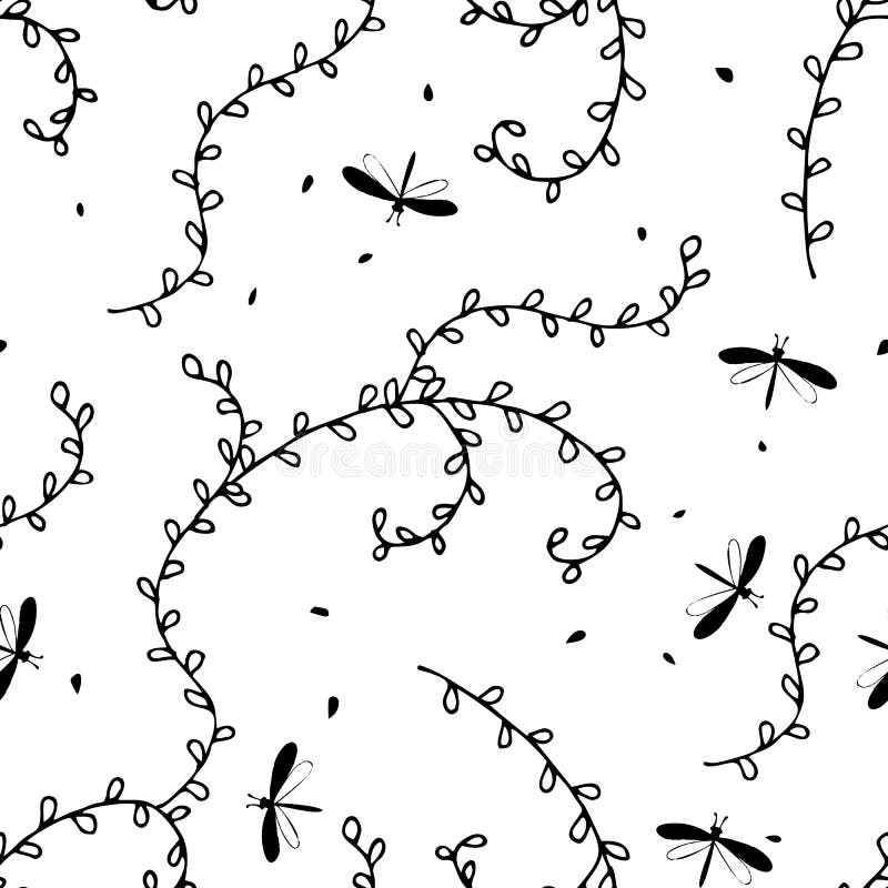 Hand Drawn Nature Pattern stock vector. Illustration of floral - 93746226