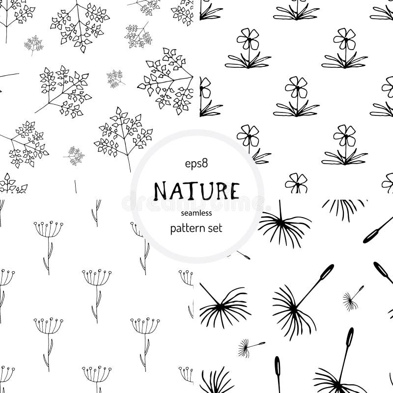 Hand Drawn Nature Pattern stock vector. Illustration of modern - 93745830