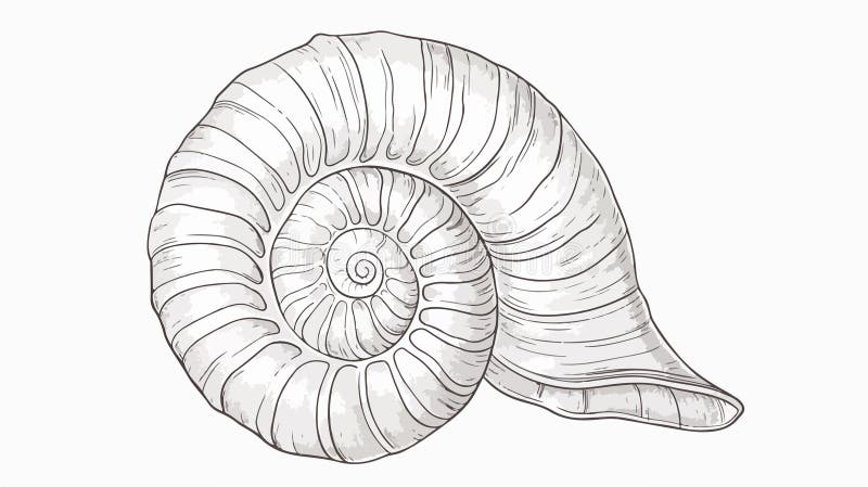 Hand Drawn Nautilus Shell Outline for Graphic Design Projects Stock ...