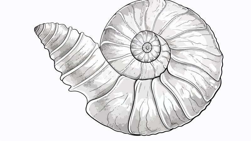 Hand Drawn Nautilus Shell Outline for Graphic Design Projects Stock ...