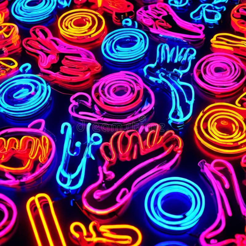 Hand Drawn Neon Illustration Playful and Colorful Illustratio Stock ...