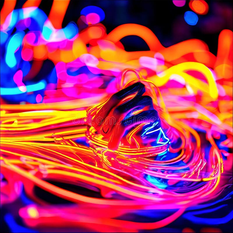 Hand Drawn Neon Illustration Playful and Vibrant Illustration Stock ...