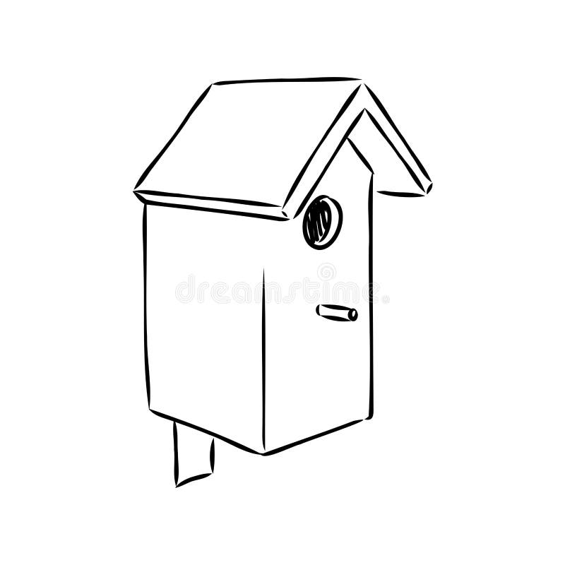 Hand Drawn Nesting Boxes Doodle. Birdhouse in Sketch Style. Vector ...
