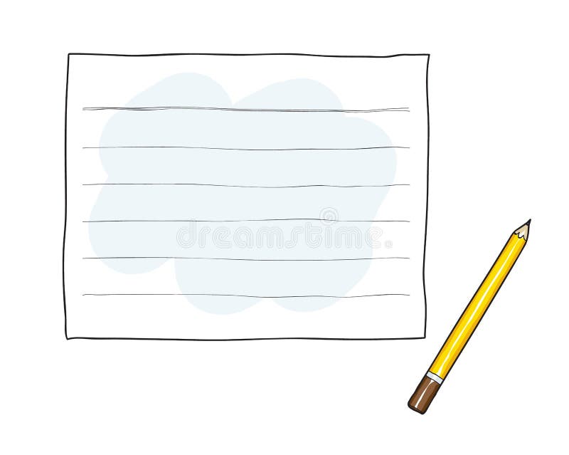 Note Pad and Yellow Pencil Cute Lineart Illustration Stock Illustration ...