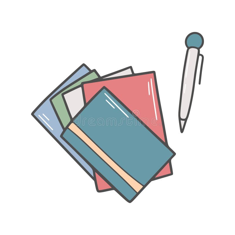 Hand Drawn Notebook and Pen Stock Vector - Illustration of worker ...