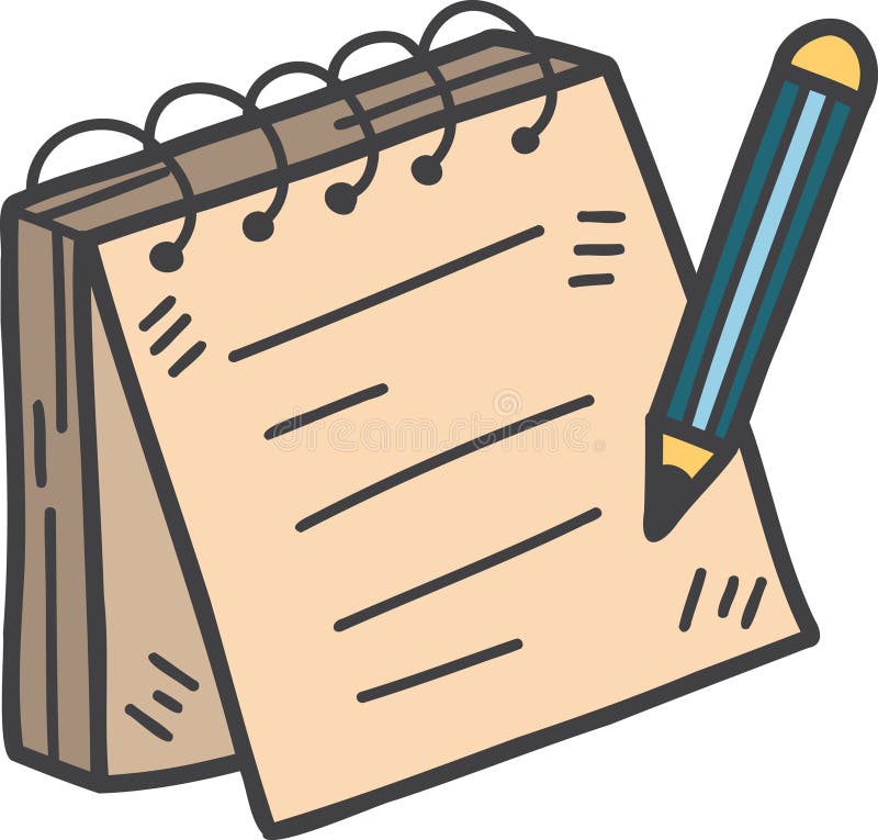 Hand Drawn Notebook and Pencil Illustration Stock Vector - Illustration ...