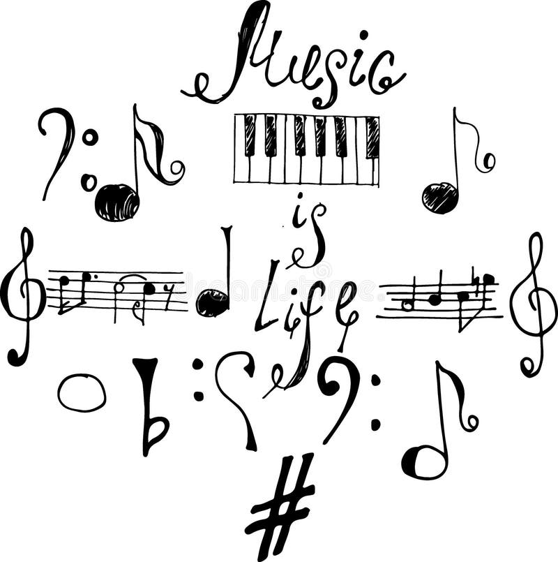 Hand drawn notes set stock vector. Illustration of classical - 79860372