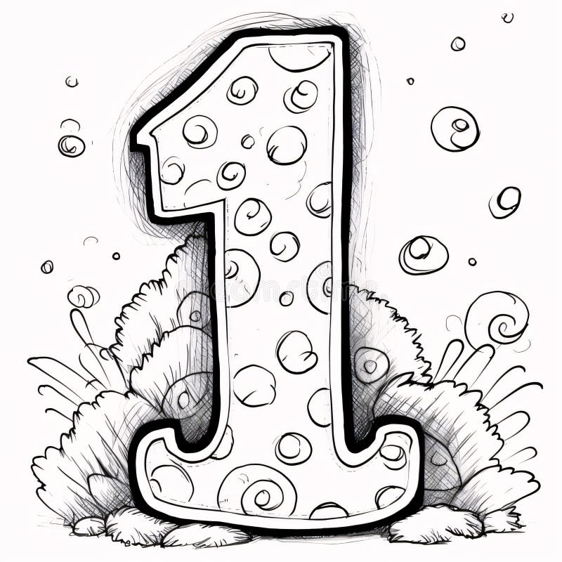Hand Drawn Number 1, Doodle Style, Vector Illustration Stock ...