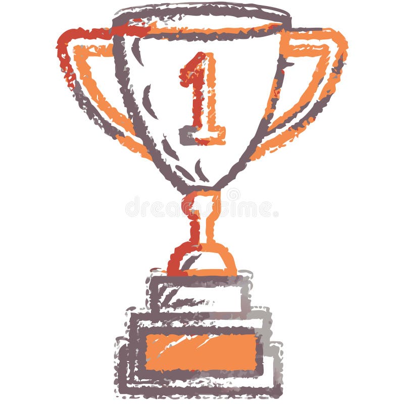 Hand-Drawn Number One Trophy Vector for Achievement Celebration Stock ...