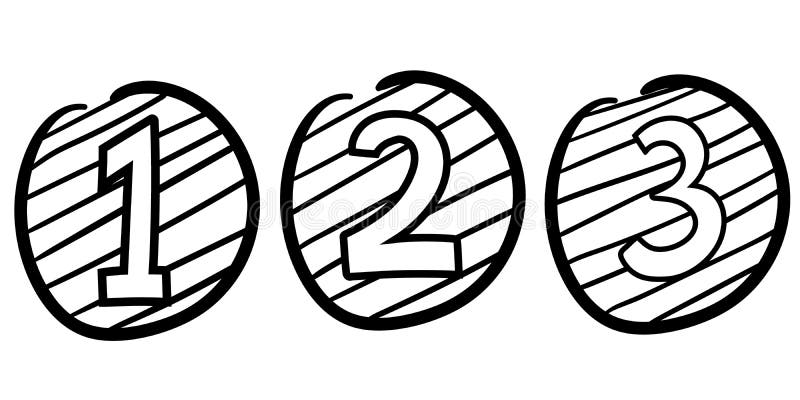 Hand-drawn Number One Two Three Vector Stock Vector - Illustration of ...