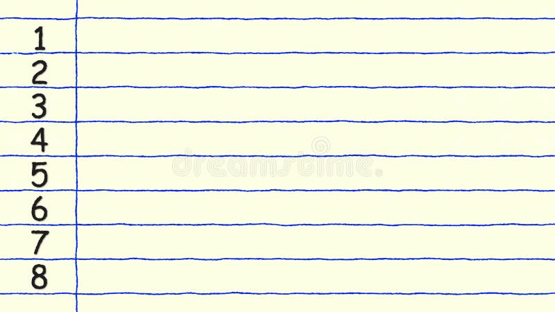 Hand Drawn Numbered List Animation on Lined Paper Looping Stock Footage ...
