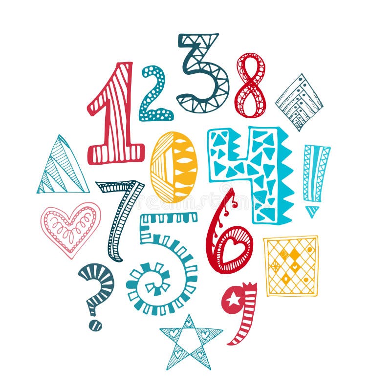 Hand Drawn Numbers Collection Stock Vector - Illustration of icon ...