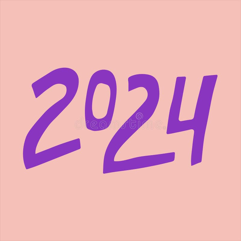 2024 - hand-drawn numbers. stock vector. Illustration of print - 299746539