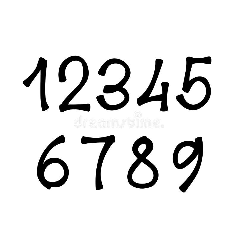 Hand Drawn Numbers Isolated On White Background Stock Vector