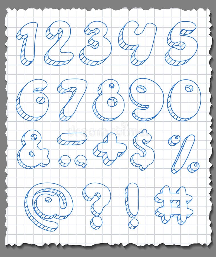 Hand-drawn numbers set. stock vector. Illustration of element - 24298521