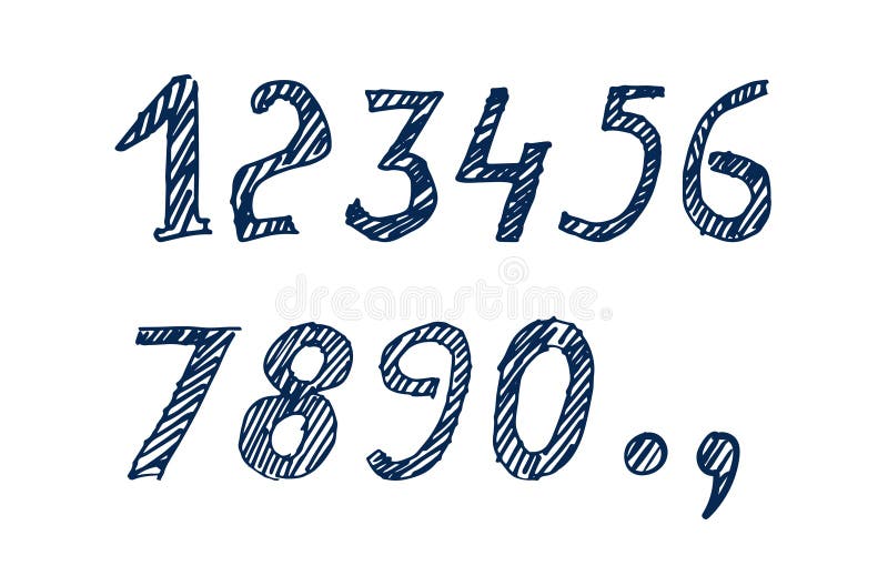 Hand drawn numbers stock vector. Illustration of count - 77156879