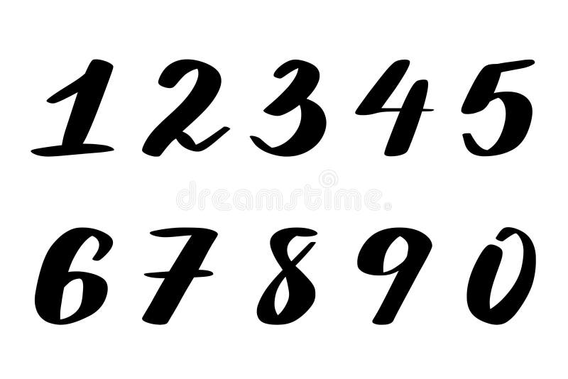 Hand Drawn Numbers Set. Lettering Font. Stock Vector - Illustration of ...