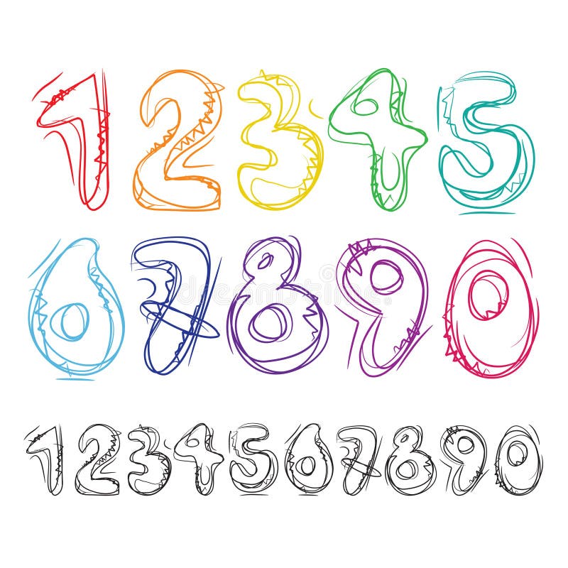 Hand Drawn Numbers Stock Vector Illustration Of Communicate 30425034