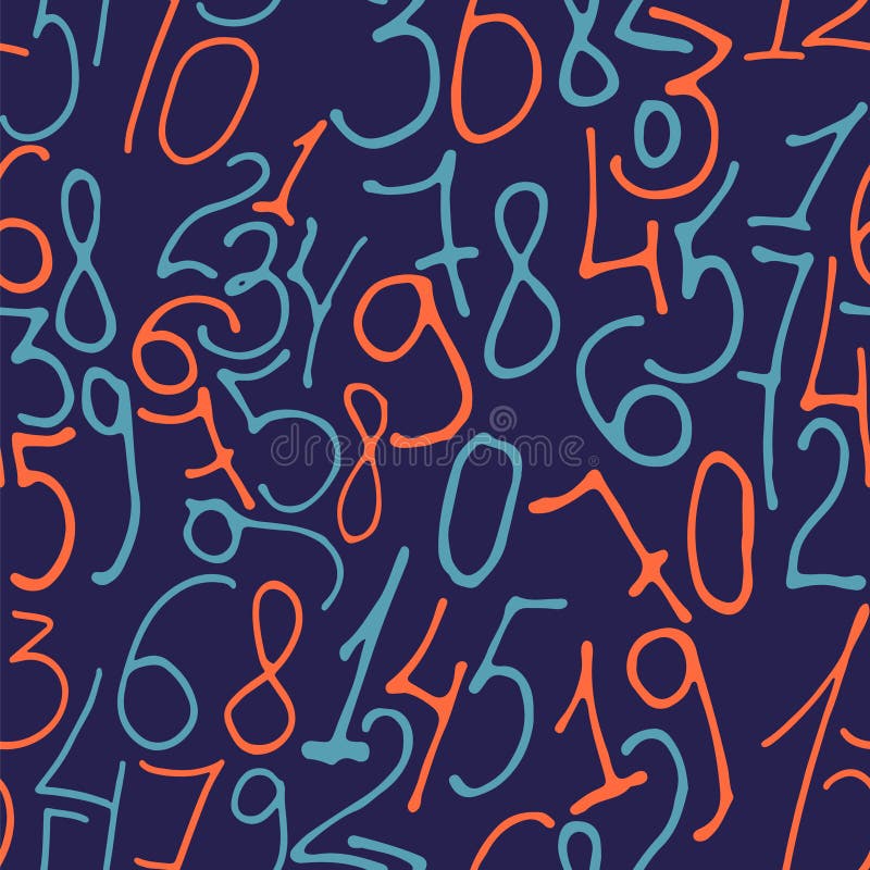 Hand Drawn Numbers Seamless Pattern Stock Vector - Illustration of five ...