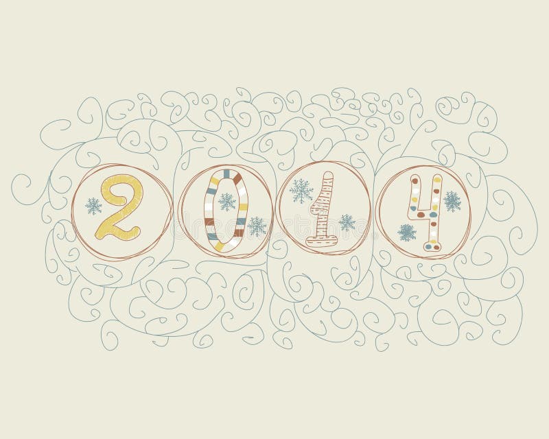 Hand Drawn 2014 Numbers Vector Illustration Stock Vector - Illustration ...