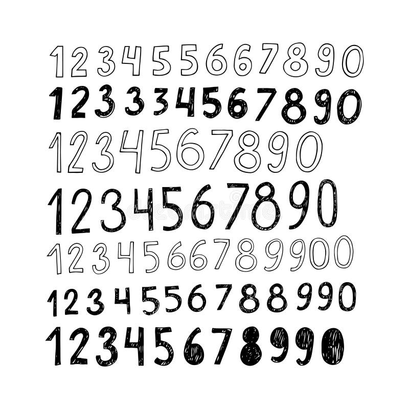 Hand Drawn Numbers Symbols Stock Illustrations – 798 Hand Drawn Numbers ...