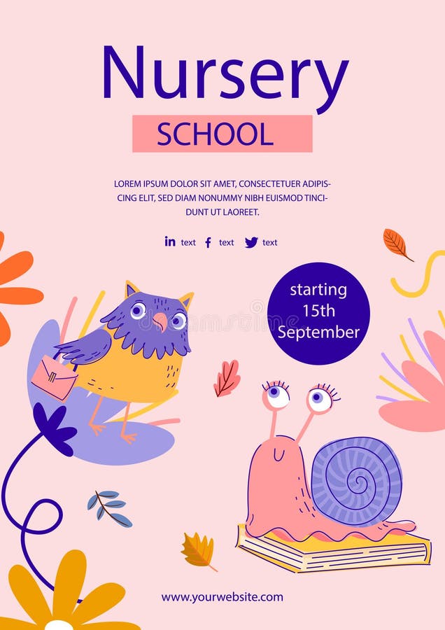Hand Drawn Nursery School Poster Template Vector Illustration Stock ...
