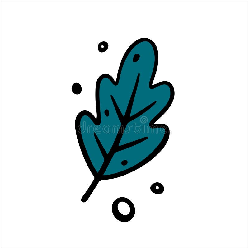 Hand Drawn Oak Leaf, Autumn Leaf. Vector Illustration in Doodle Style ...