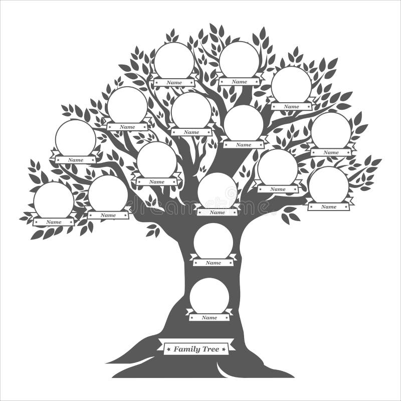 Hand Drawn Oak Tree. Family Tree Stock Illustration - Illustration of ...