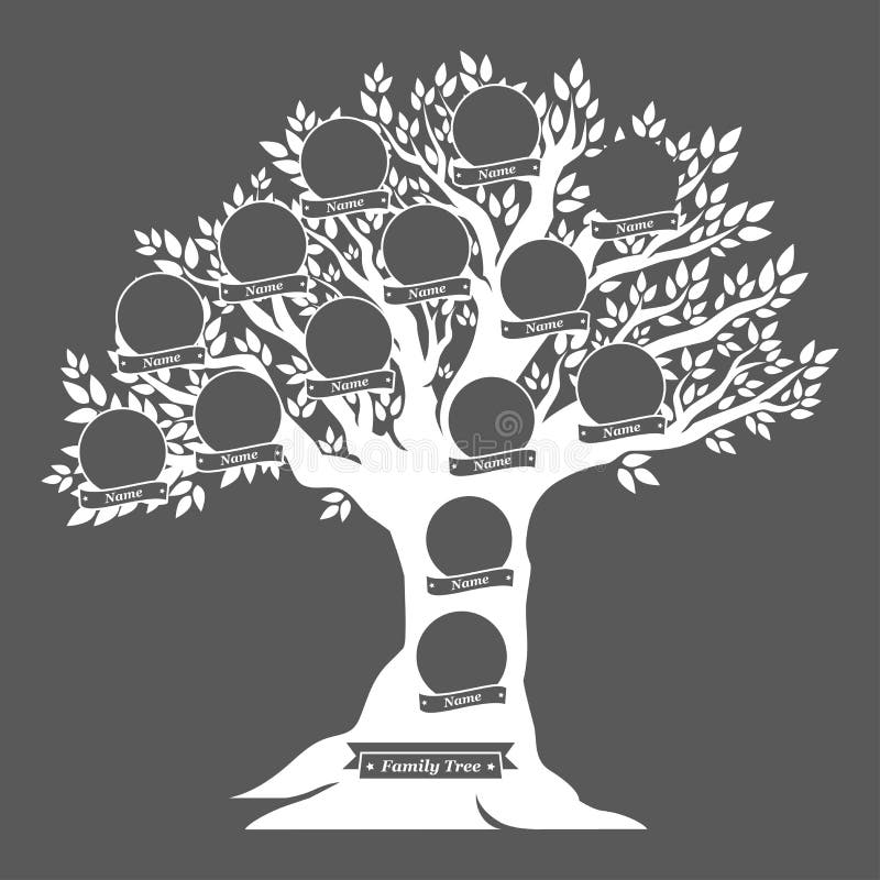 Hand Drawn Oak Tree. Family Tree Stock Illustration - Illustration of ...