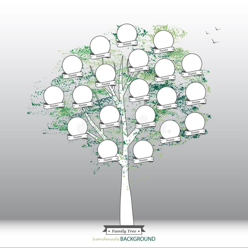 Hand Drawn Oak Tree. Family Tree Stock Illustration - Illustration of ...