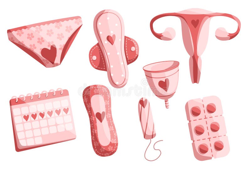 Hand Drawn Objects on the Menstruation Theme Stock Vector ...